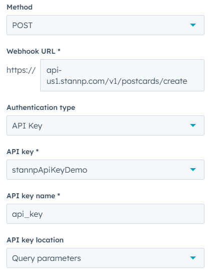 How to Set Up a Webhook in a HubSpot Workflow to Create a Postcard Using Stannp API